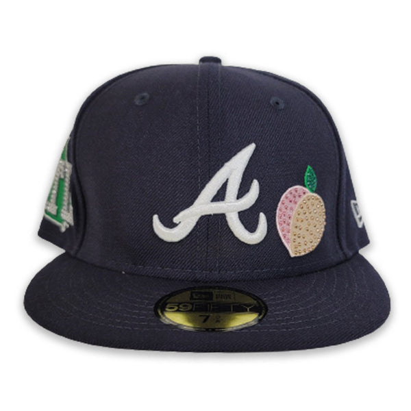 Navy Blue Atlanta Braves Grey Bottom Crystal ATL State Map Side Patch ...