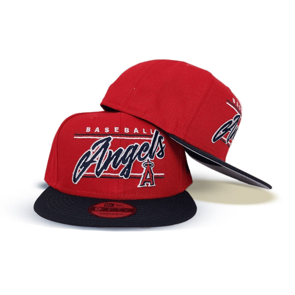 Red Los Angeles Angels Team Scrip Gray Bottom New Era 9Fifty Snapback ...