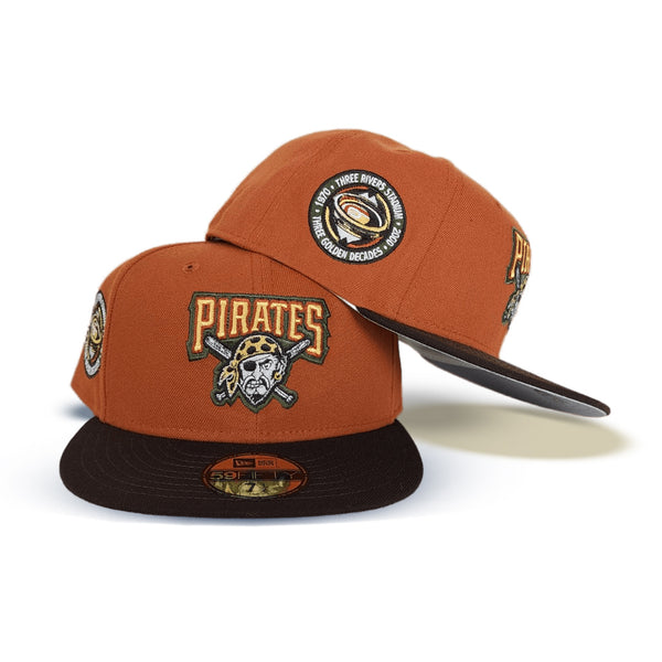 Rust Pittsburgh Pirates Three Rivers Stadium Side Patch Fitted Hat ...