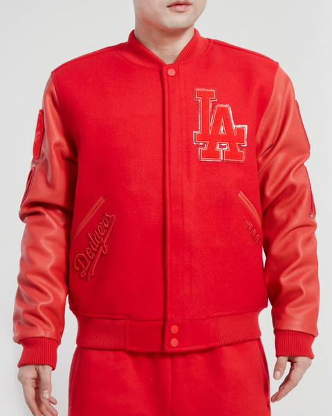 Triple Red Los Angeles Dodgers Pro Standard Logo Mashup Wool Varsity H ...