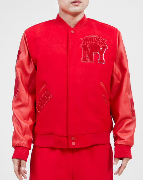 Triple Red New York Knicks Pro Standard Logo Mashup Wool Varsity Heavy ...