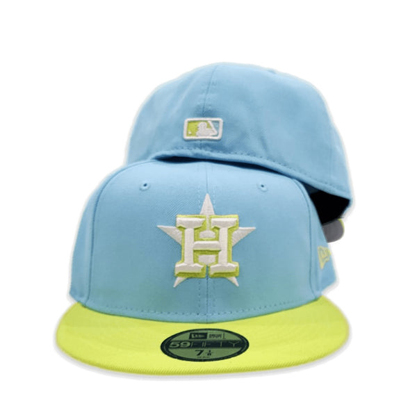 Sky Blue Houston Astros Neon Green Visor Gray Bottom New Era Fitted ...