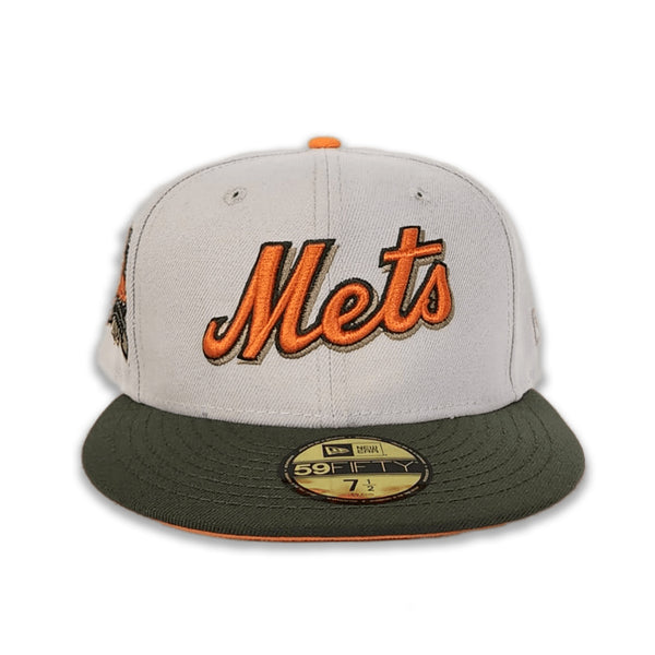 Stone Script New York Mets Olive Green Visor Orange Bottom 40th Annive ...