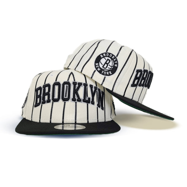 White Brooklyn Nets Pinstripe Green Bottom New Era 9Fifty Snapback ...