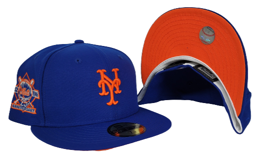 ROYAL BLUE NEW YORK METS ORANGE BOTTOM 25TH ANNIVERSARY NEW ERA 59FIFT ...